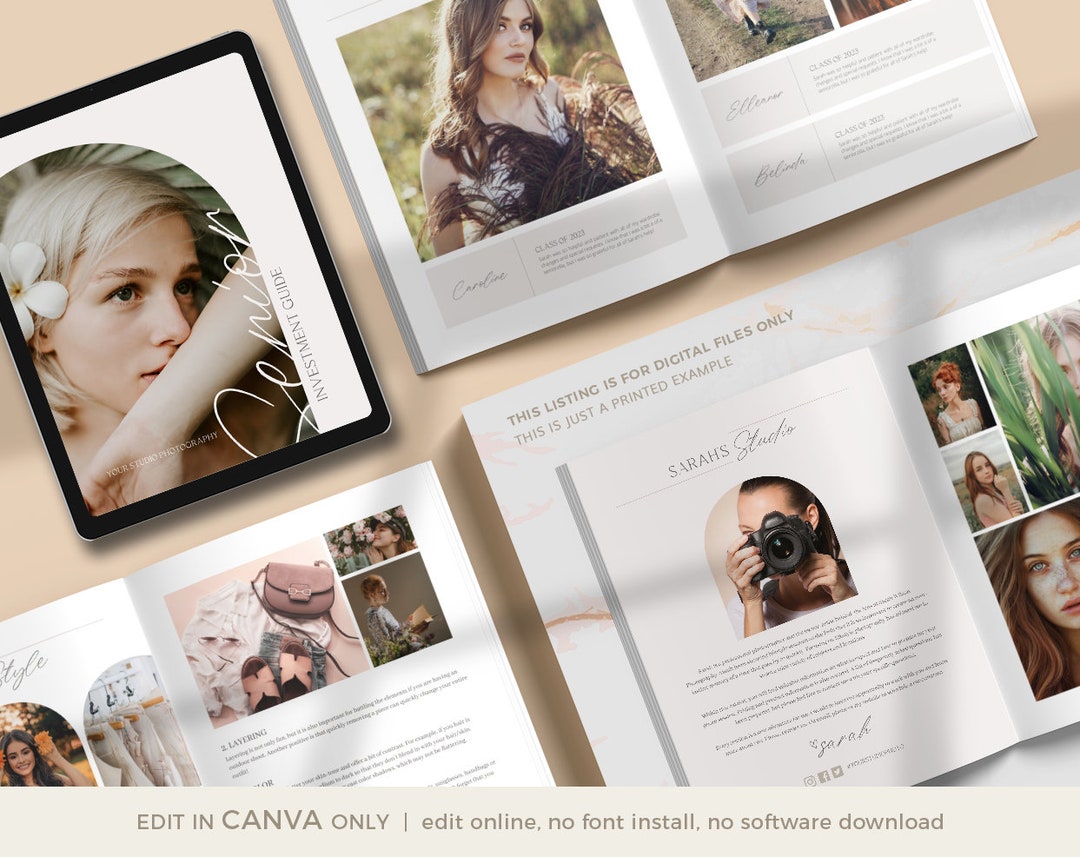Canva Senior Magazine Template, CANVA Senior Photography Style Guide ...