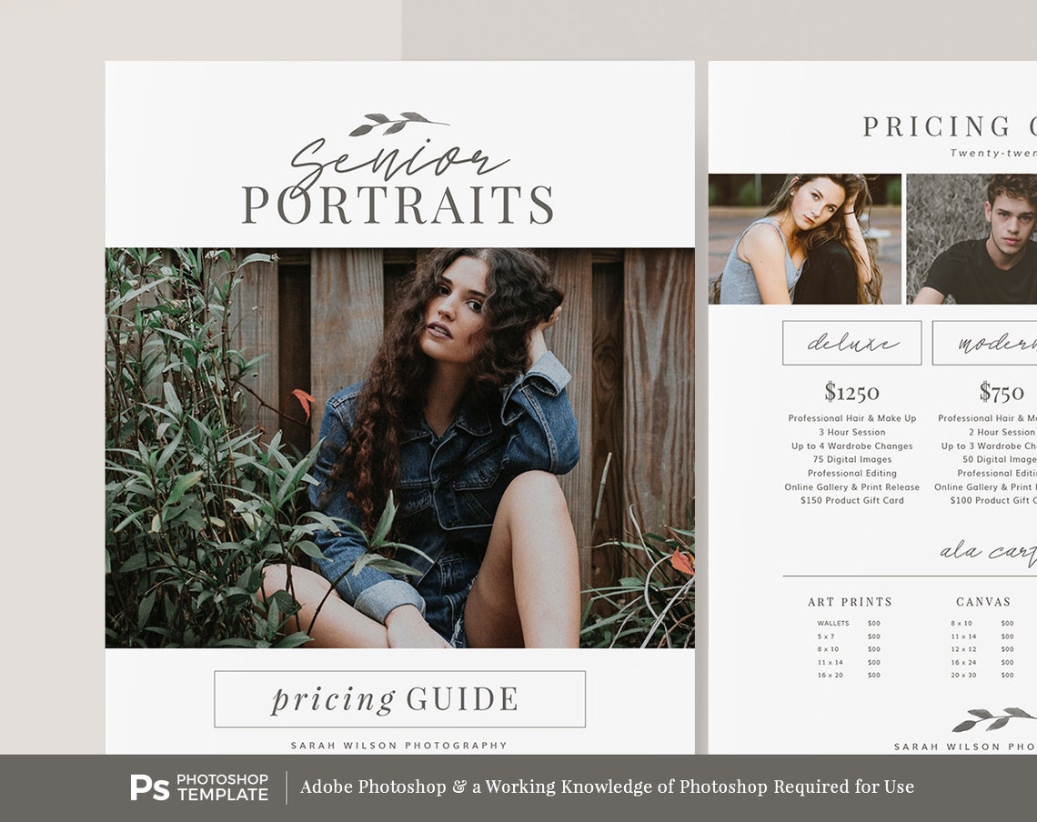 Senior Photography Pricing Template Senior Pricing Guide | Etsy