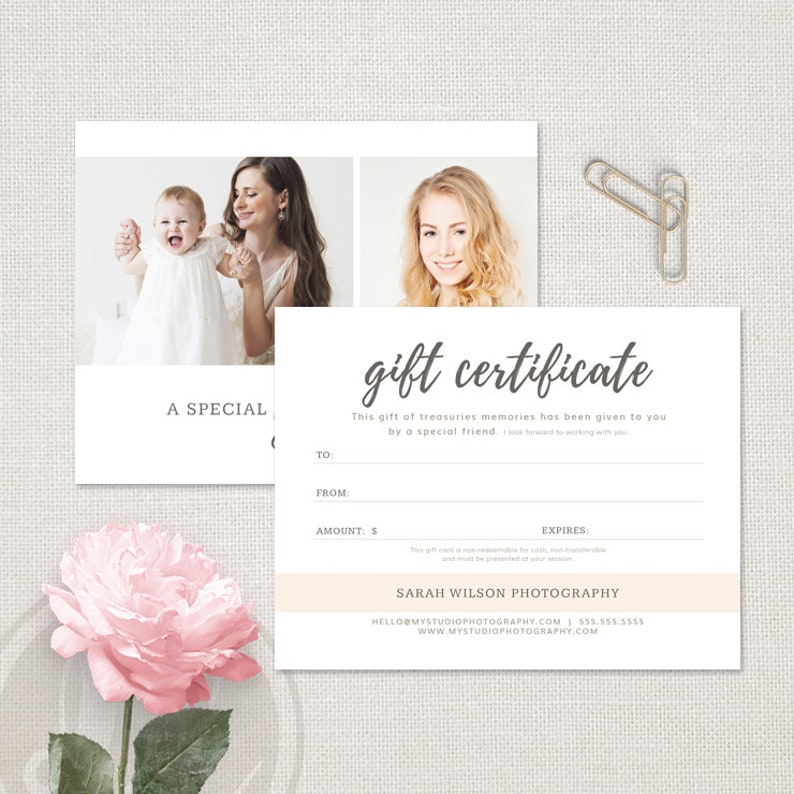 Photography Gift Card Template Photography Gift Certificate | Etsy