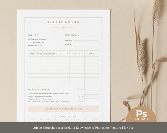 Photography Invoice Form Invoice Template for Photographers | Etsy