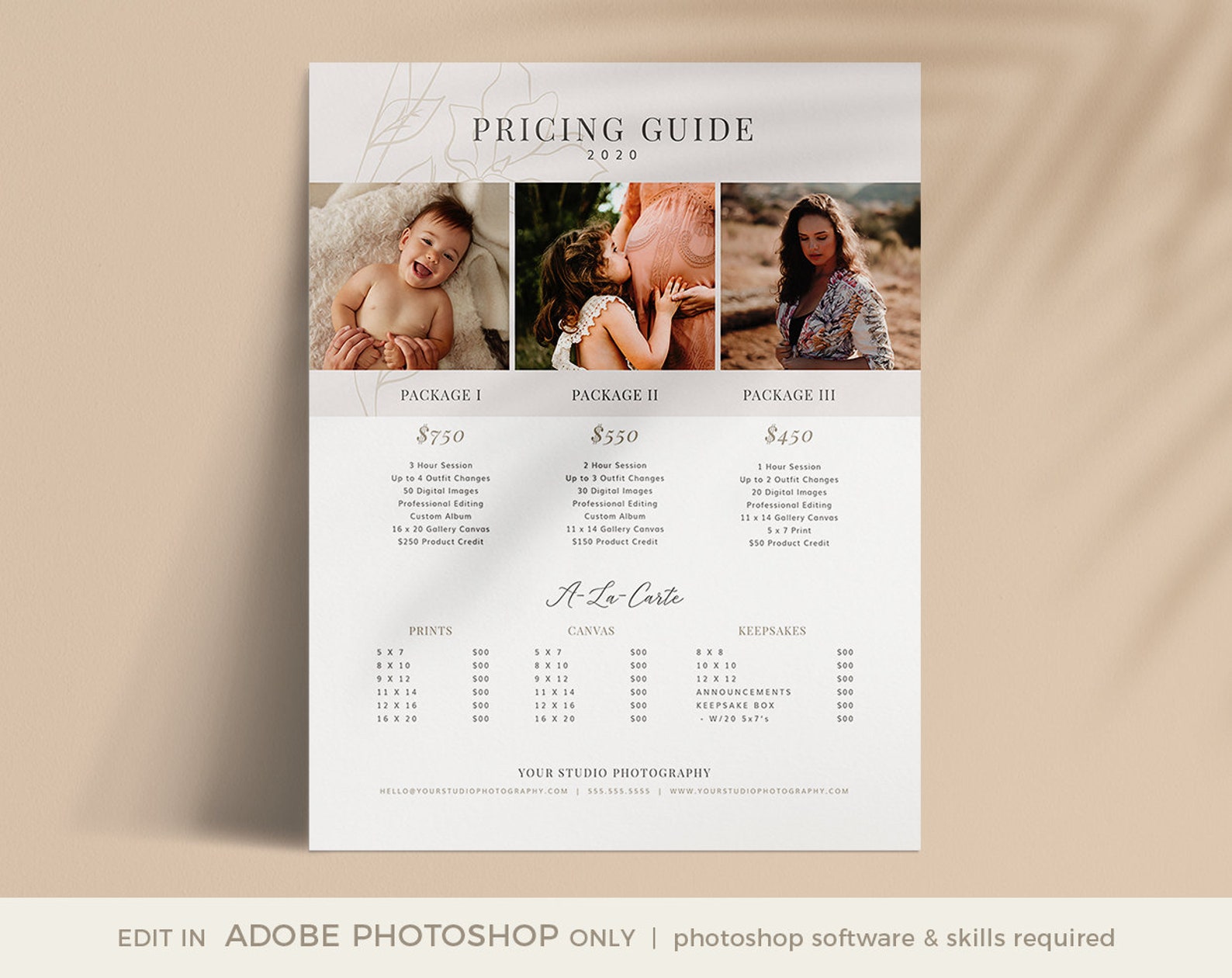 Photography Pricing Template INSTANT DOWNLOAD Price Guide - Etsy