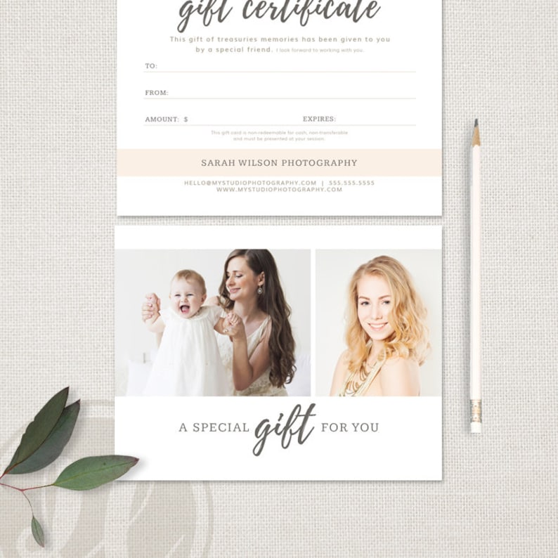 Photography Gift Card Template Photography Gift Certificate | Etsy