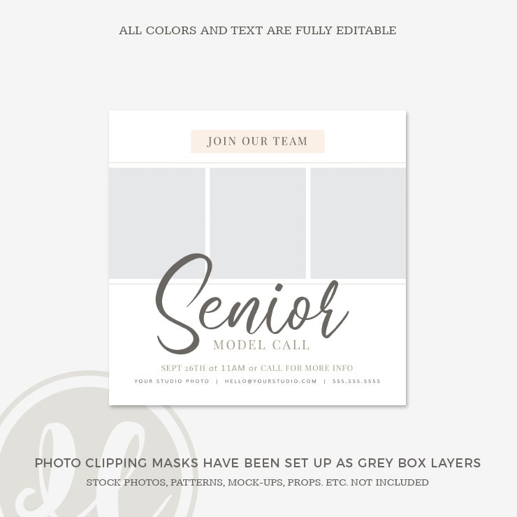 Model Call Marketing Board. Senior Model Call Template Senior - Etsy
