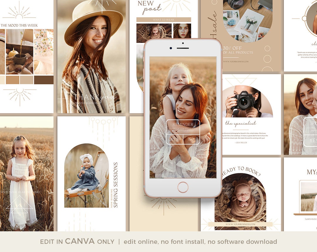 Family Photography Instagram Template Bundles, Boho Instagram Story ...