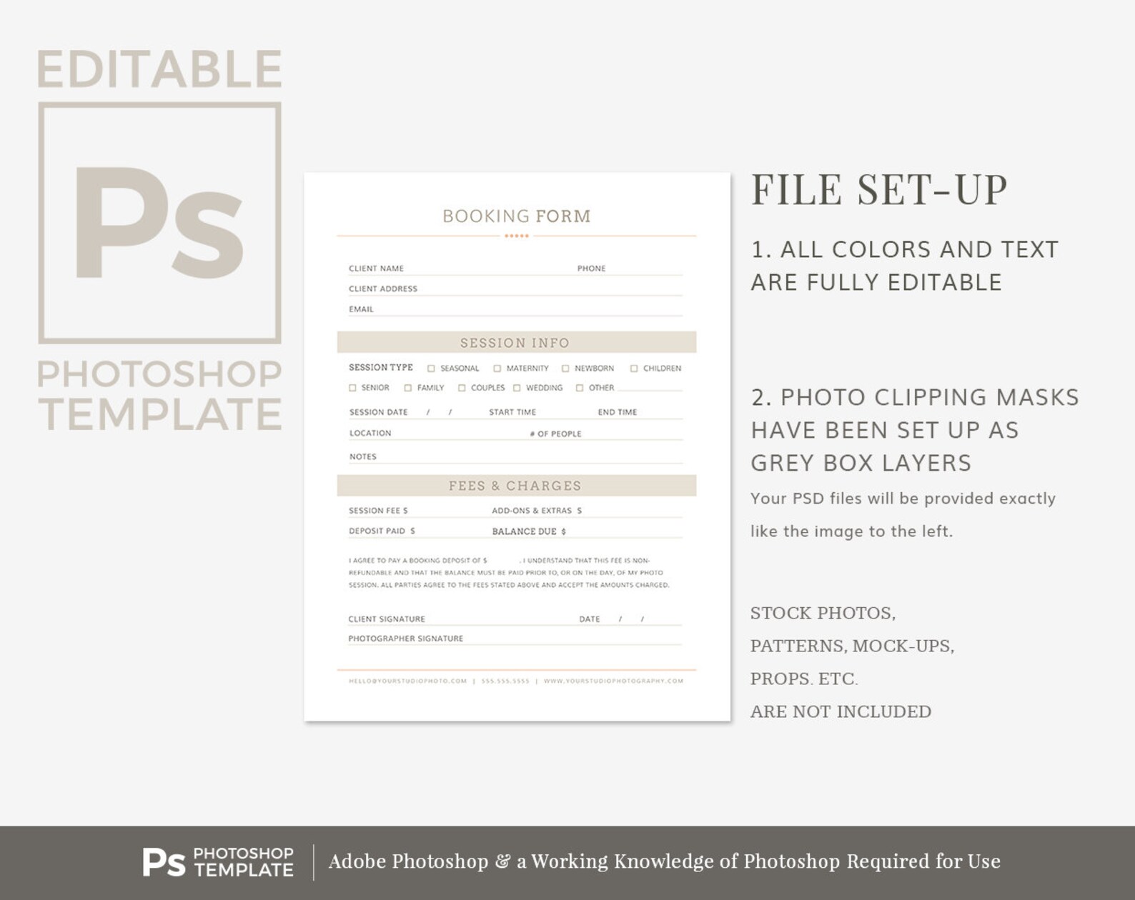 Client Booking Form Template for Photographers Photography - Etsy