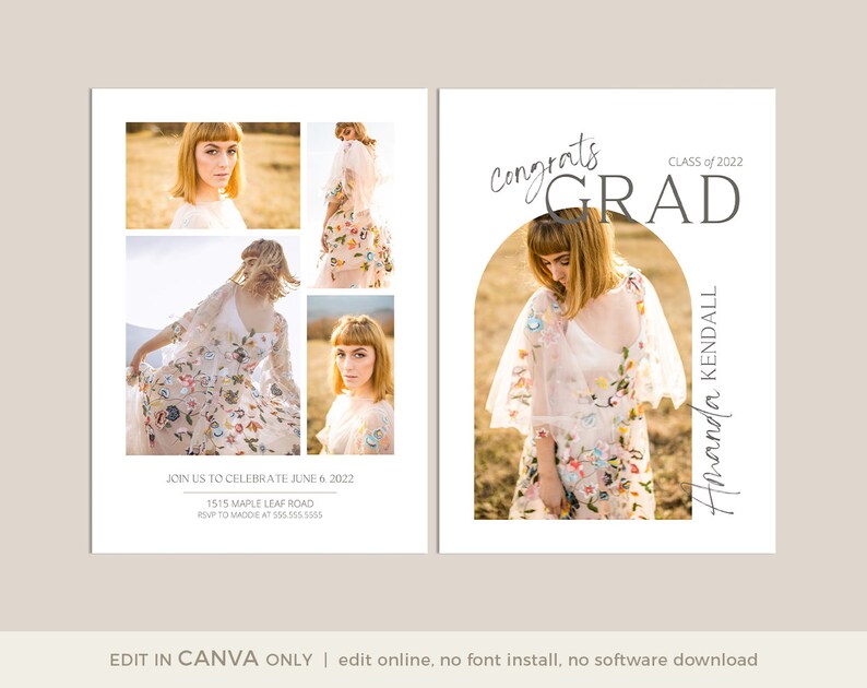 Graduation Announcement Template for CANVA Boho Graduation - Etsy