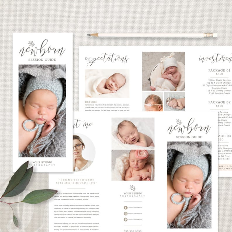 Newborn Welcome Guide, Client Welcome Guide, Newborn Brochure, Newborn ...