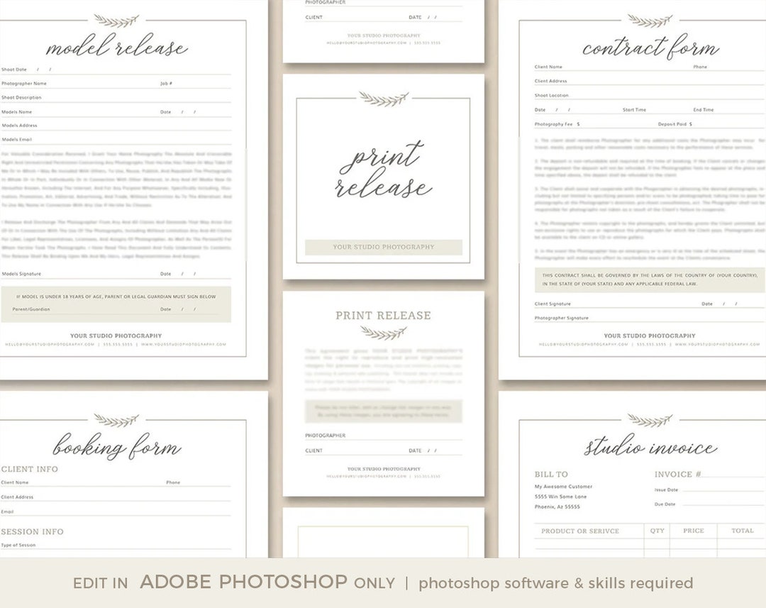 Photography Form Template Set Photography Form Set, Photography ...