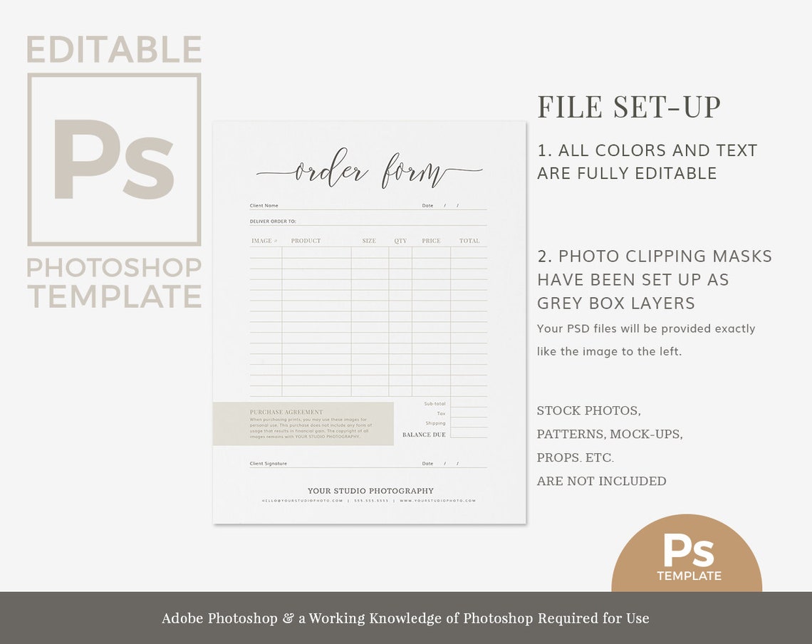 Order Form Template for Photographers Photography Print Order | Etsy