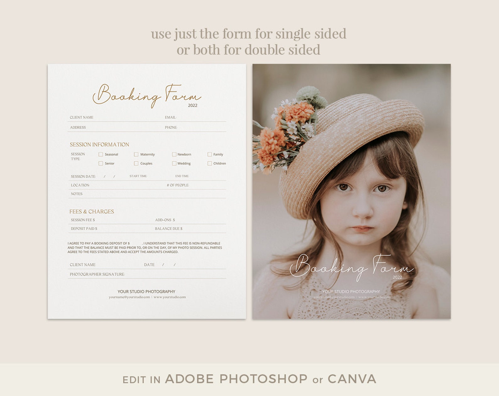Client Booking Form for PHOTOSHOP and CANVA Photography - Etsy