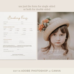 Client Booking Form for PHOTOSHOP and CANVA, Photography Booking Form ...