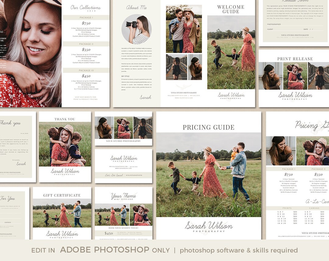 Photography Marketing Set, INSTANT DOWNLOAD, Photographer Welcome ...
