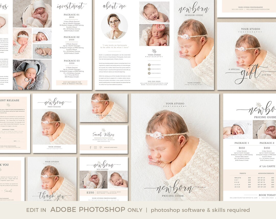 Newborn Photography Marketing Set, Newborn Photographer Branding ...