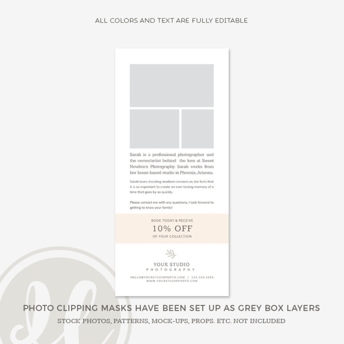 Newborn Photography Marketing Card Template 4x8 Rack Card - Etsy