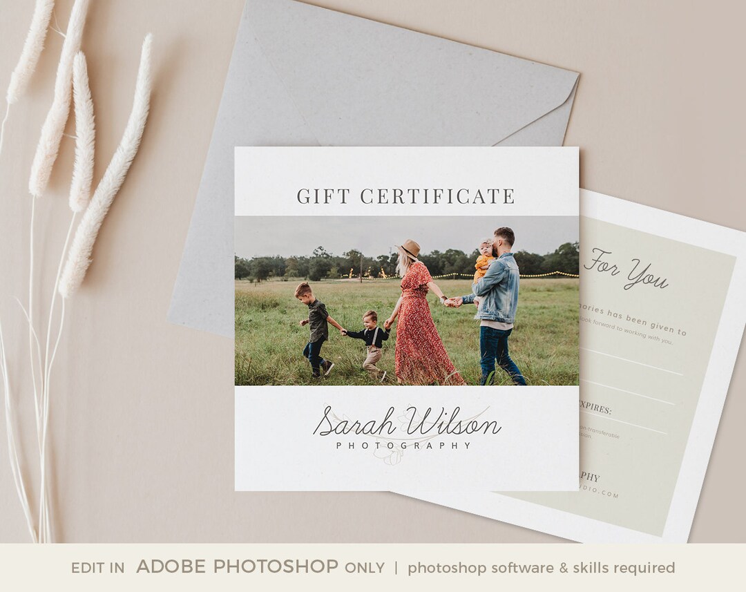 Photography Gift Certificate, INSTANT DOWNLOAD, Gift Card Template for ...