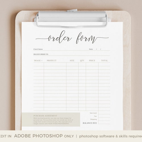 Order Form Template Editable INSTANT DOWNLOAD Printable - Etsy
