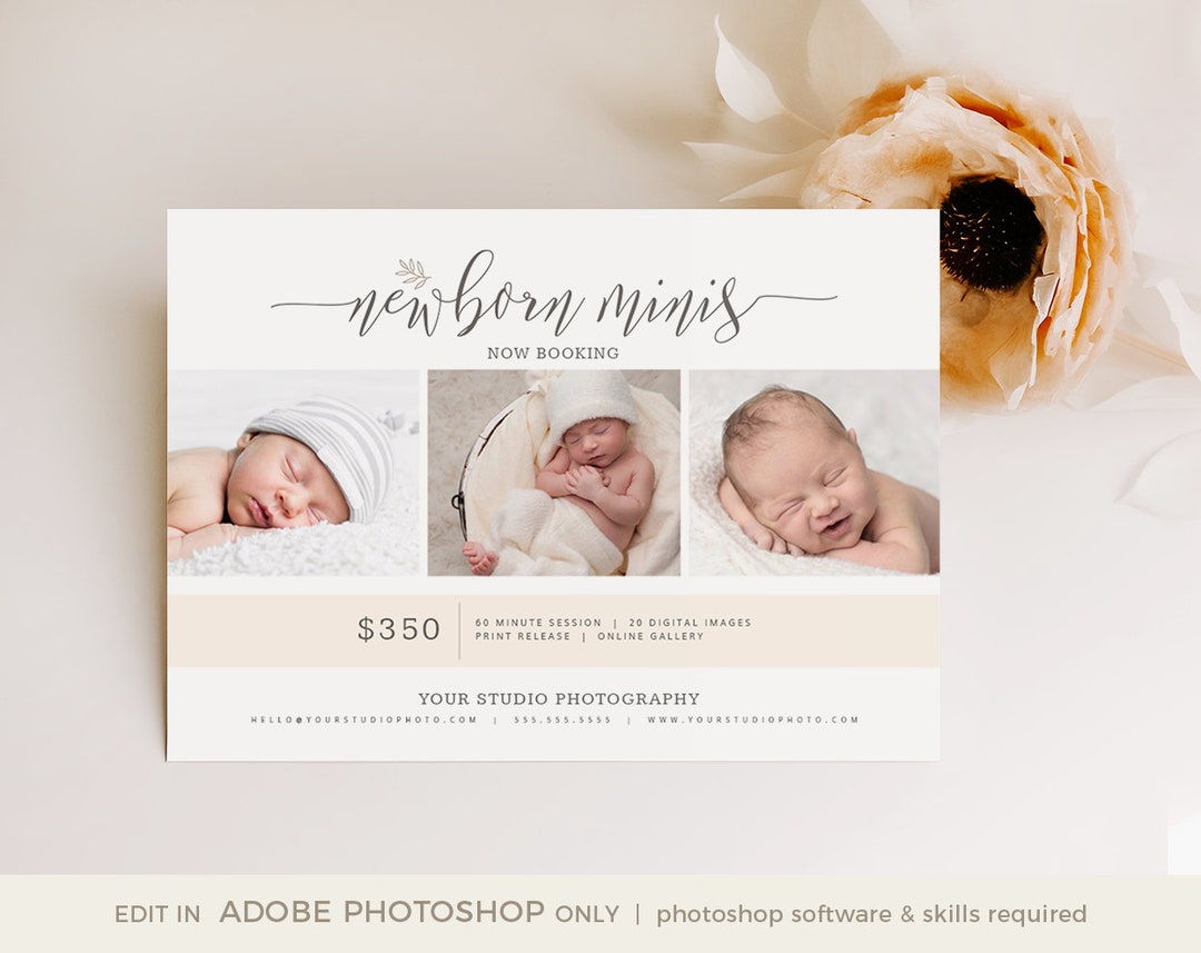 Newborn Marketing Board, Baby Photographer Mini Session Template ...