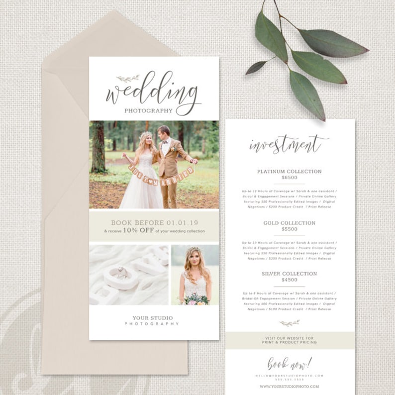 Rack Card Template for Photographers Wedding Photography | Etsy
