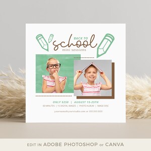 Back to School Mini Session Template for CANVA and PHOTOSHOP, Instant ...