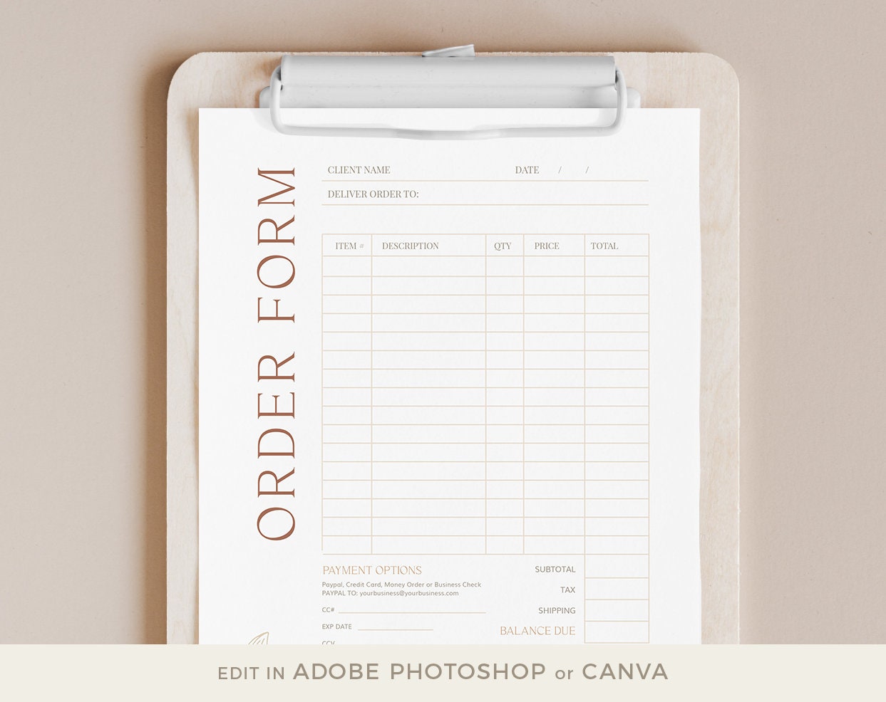 Boho Photography Order Form Template for PHOTOSHOP or CANVA - Etsy Canada