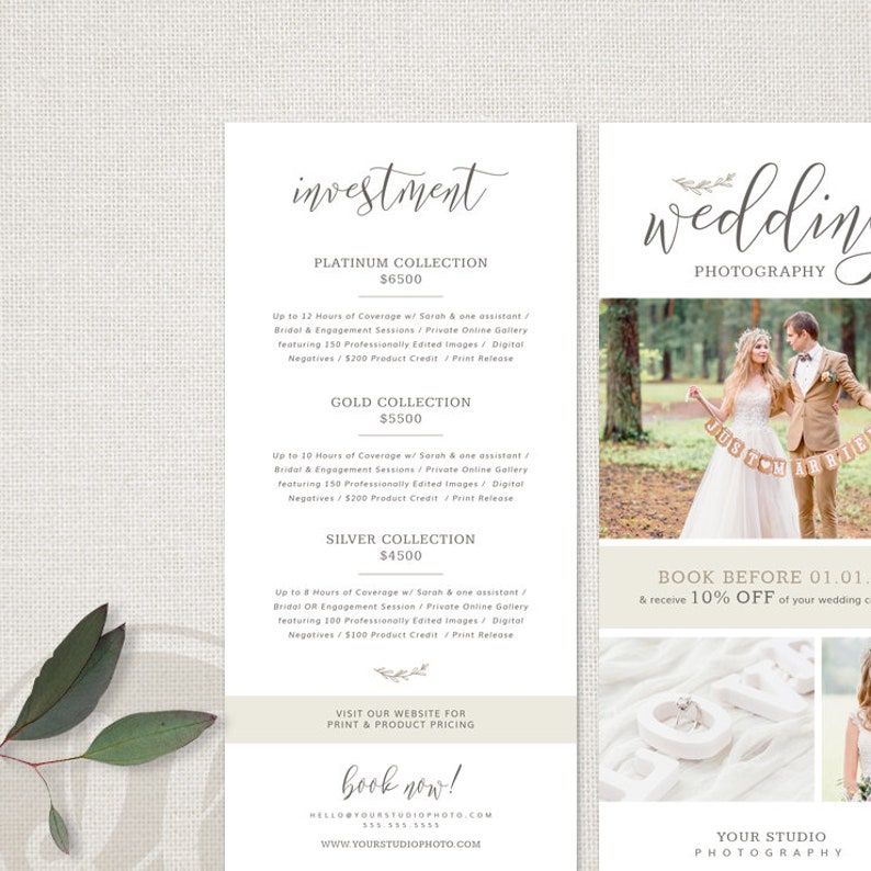 Rack Card Template for Photographers Wedding Photography | Etsy