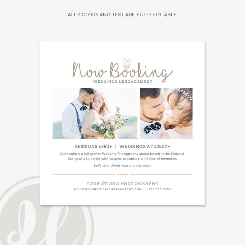 Wedding Photography Marketing Set Photographer Branding | Etsy