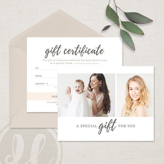 Photography Gift Card Template Photography Gift Certificate | Etsy