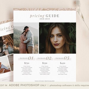 Price Guide List for Photographers, Photography Pricing Template ...
