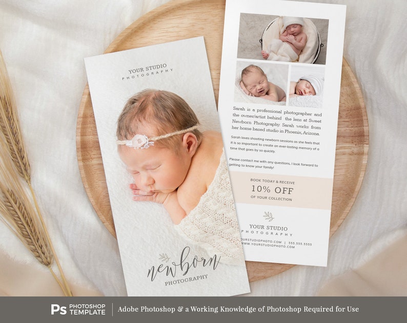 Newborn Photography Marketing Card Template 4x8 Rack Card - Etsy