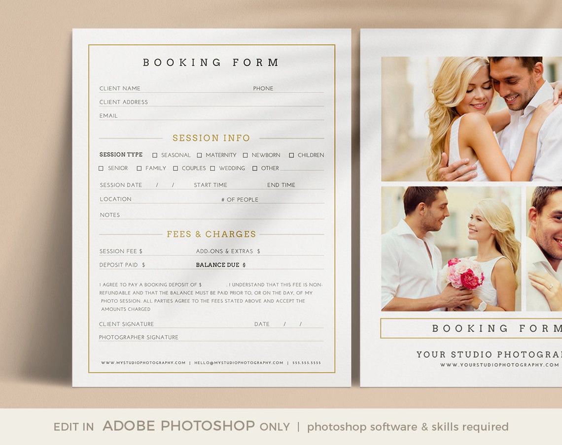 Client Booking Form Photography Booking Form Template - Etsy UK