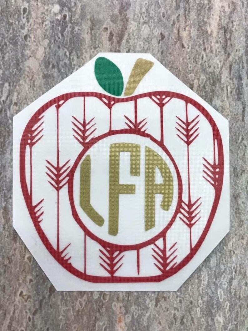 Apple Decal Monogram Decal Arrow Decal Teacher Decal - Etsy