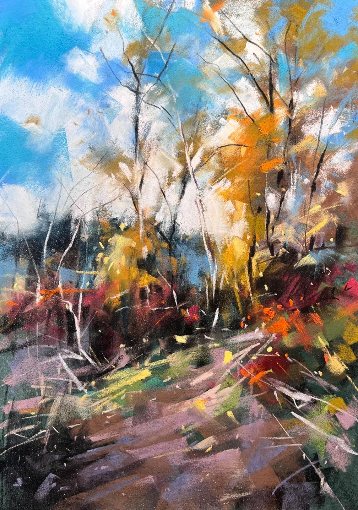 October Sun - Pastel Landscape Painting 9w"x 12h" - Etsy