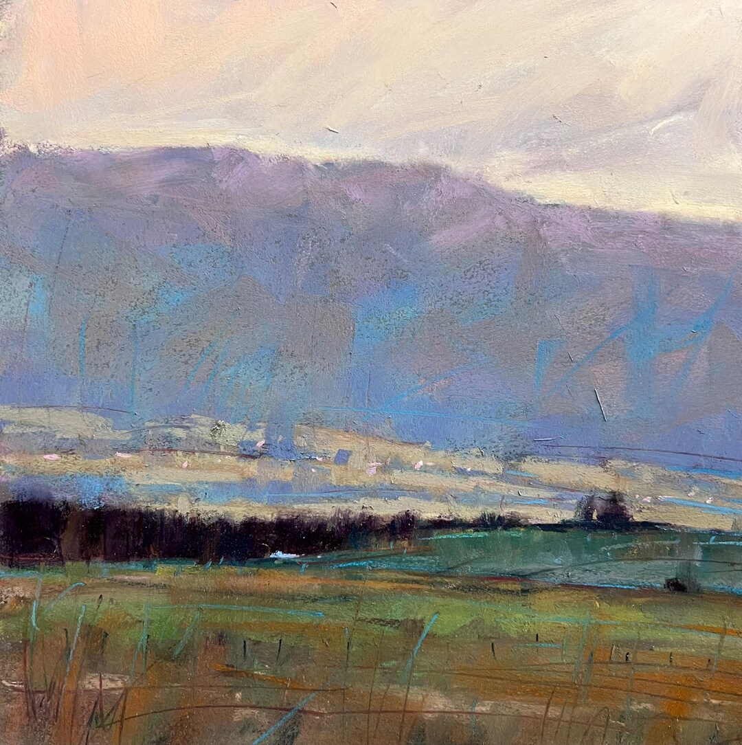 Patience + Blue - Pastel Landscape Painting 11"w X11"h - Etsy