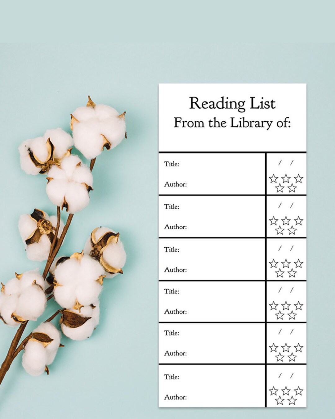 Reading List Printable Sheet - Etsy