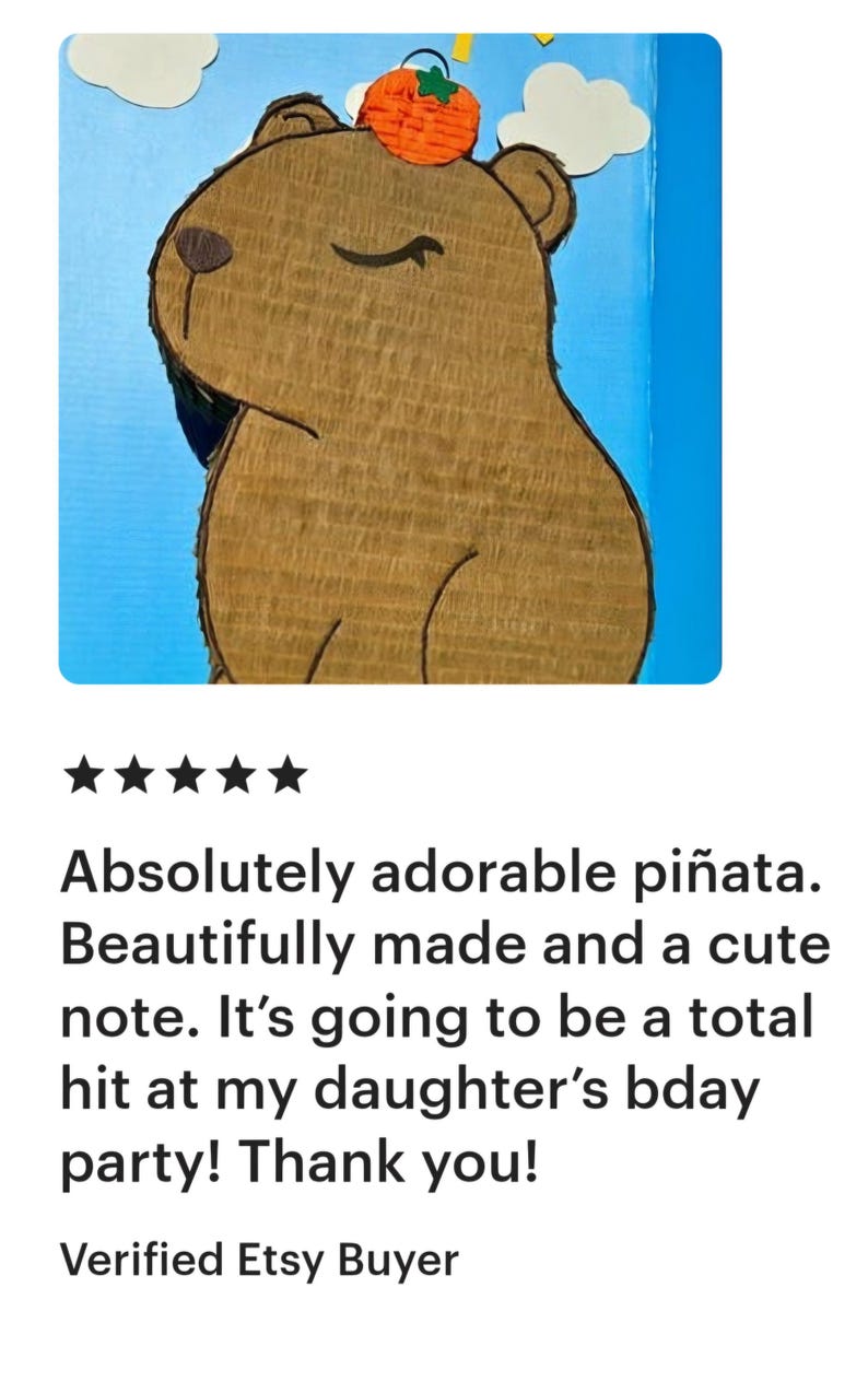 Capybara Pinata, Personalized Handmade Pinata, Party Game, Birthday Fun ...