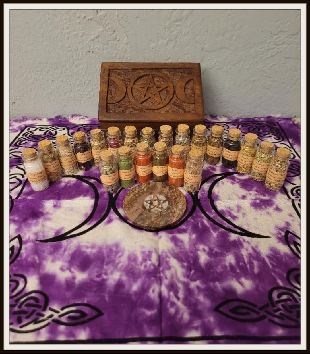 Triple Moon Wiccan Altar Box Kit Herbs Incense Altar - Etsy