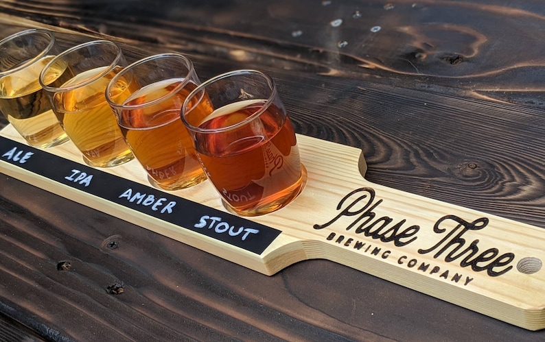 Beer Flight Tasting Paddle With Glasses Personalized Beer - Etsy