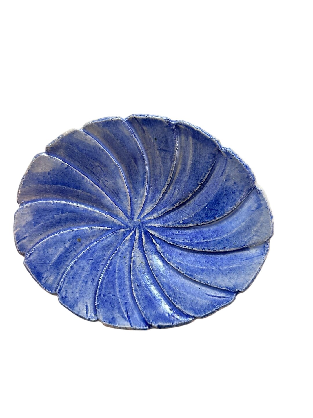 Blue Swirl Ceramic Plate With Pedestal Base - Etsy