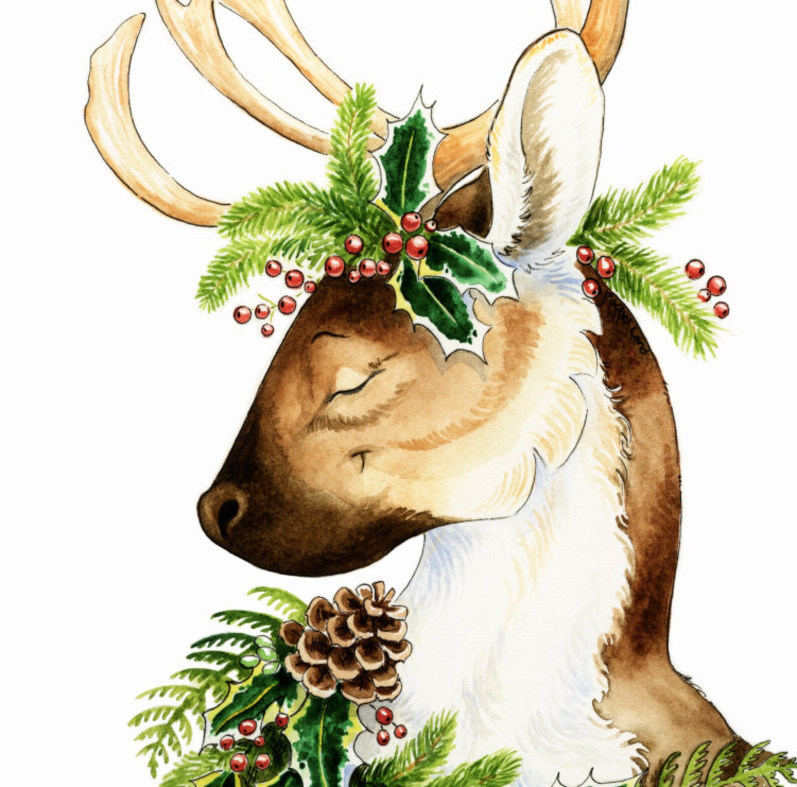 Watercolor Nursery Art. Christmas Reindeer Reindeer Giclee - Etsy