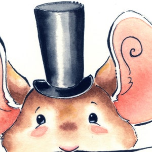 Mouse Art, Watercolor Nursery, Mustache Mouse, Bowtie, Top Hat ...