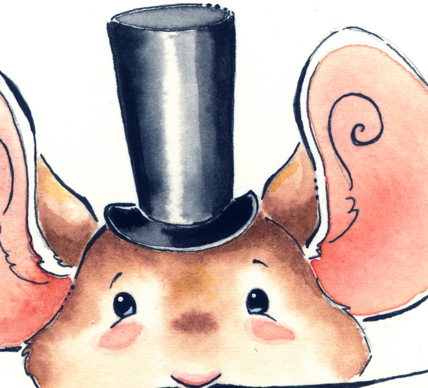 Mouse Art Watercolor Nursery Mustache Mouse Bowtie Top - Etsy