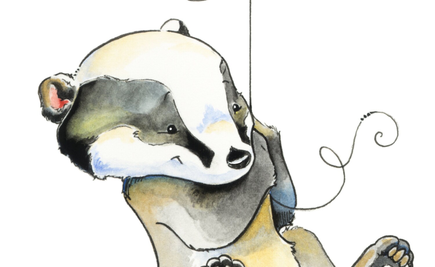 Badger Badger's Balloon Badger Watercolor Woodland - Etsy