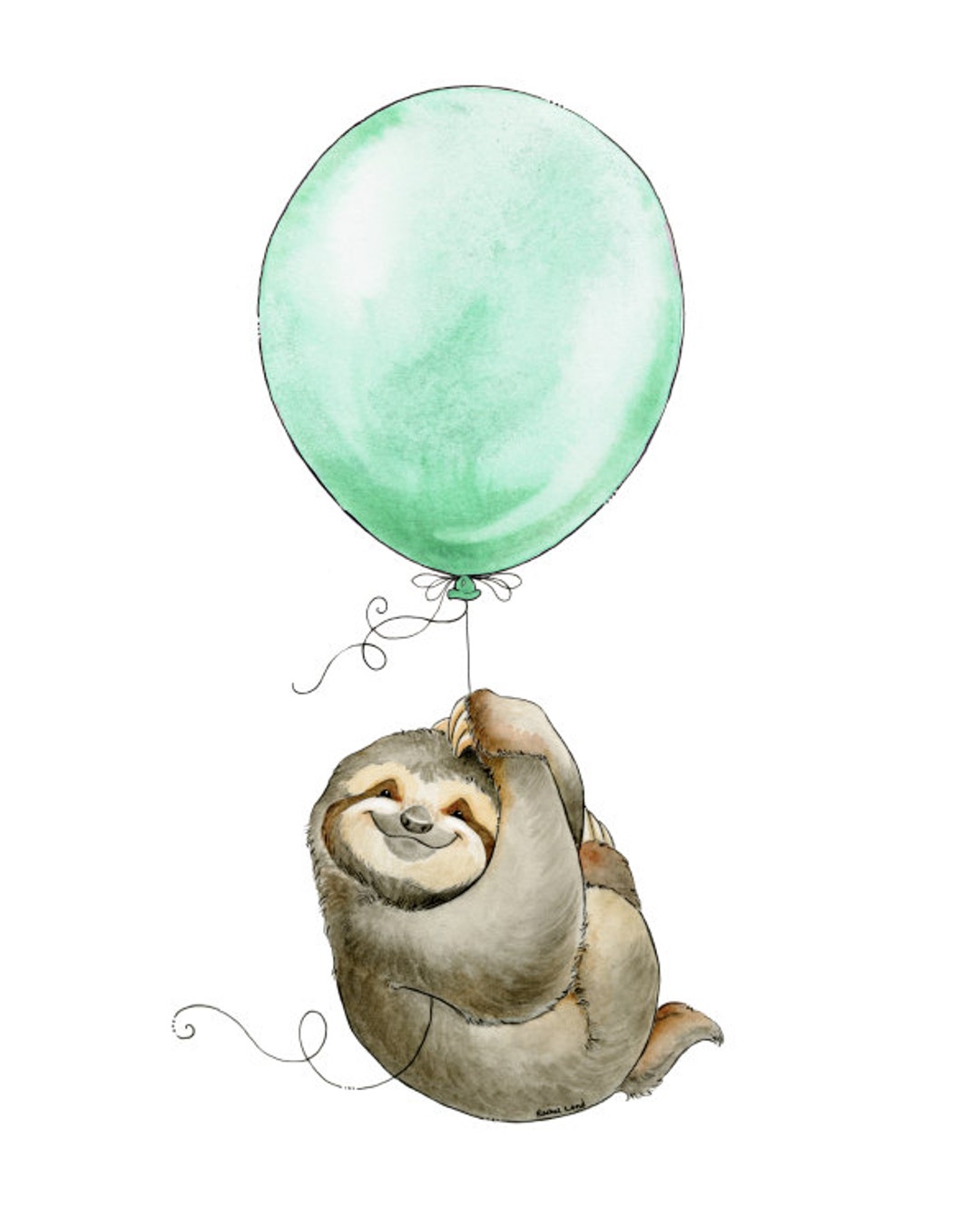 Sloth Decor, Sloth Watercolor, Sloth Art, Sloth Adventure, Flying Sloth ...