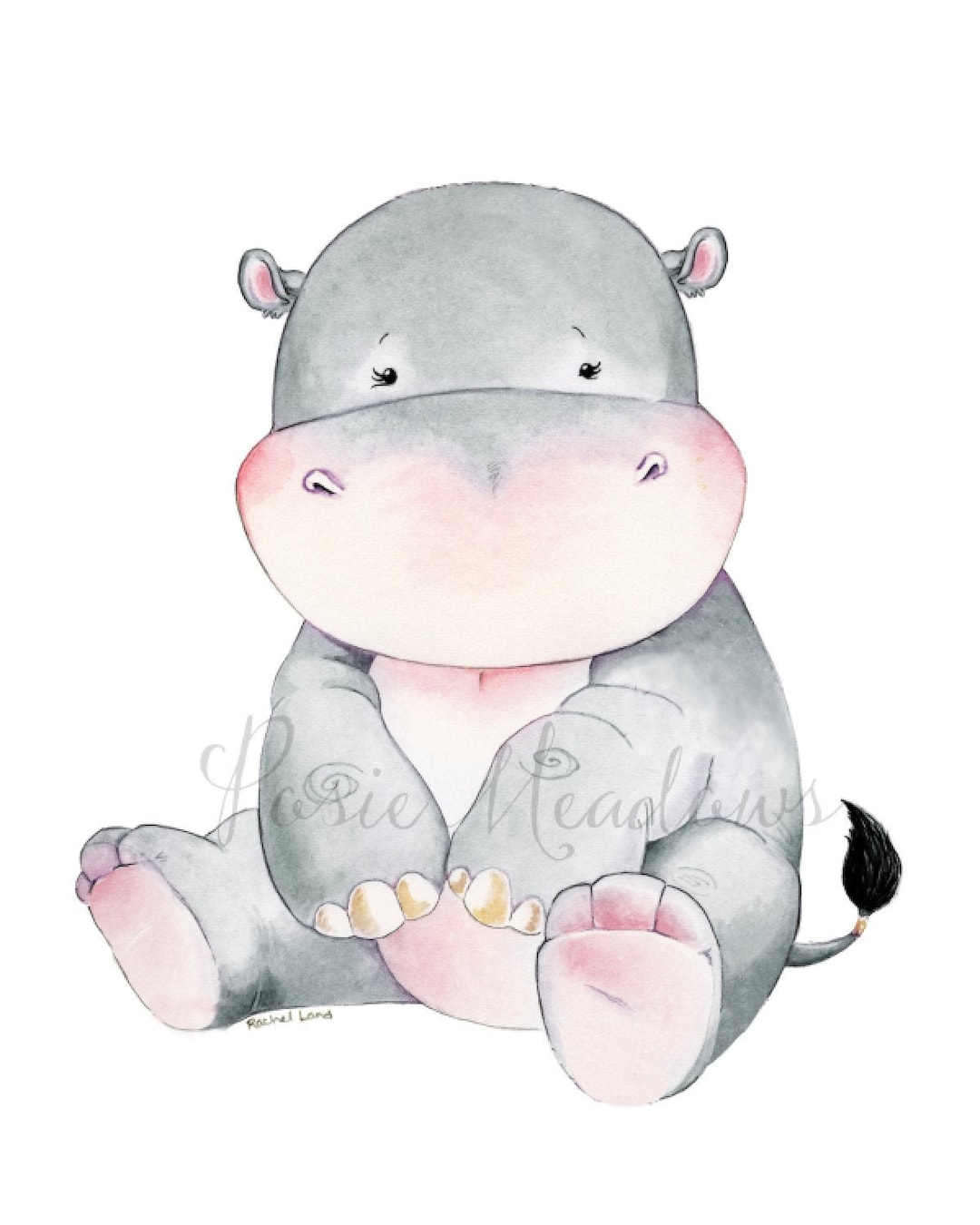 DIGITAL DOWNLOAD, Hippopotamus, Hippo, Baby Hippo, Watercolor Hippo ...