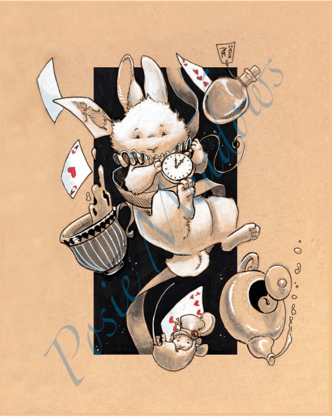 Baby Bunny Art, Baby Bunny Print, Baby Rabbit Art, Bunny in Teacup Art ...