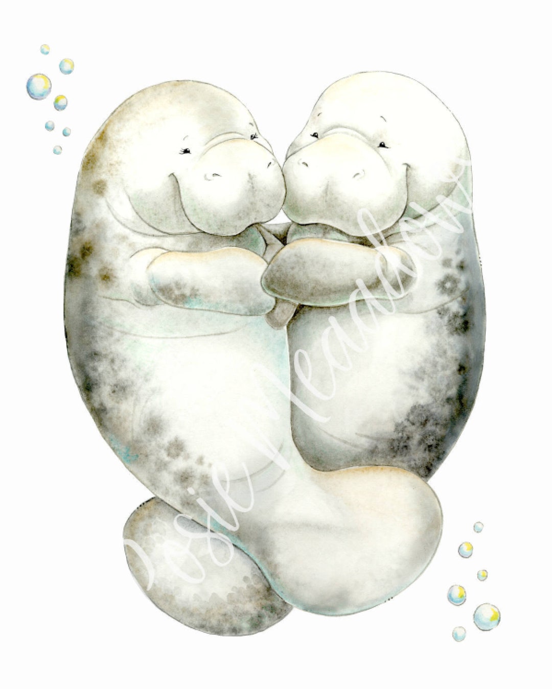 DIGITAL DOWNLOAD, Manatees, Watercolor Manatee, Manatee, Cute Manatee ...