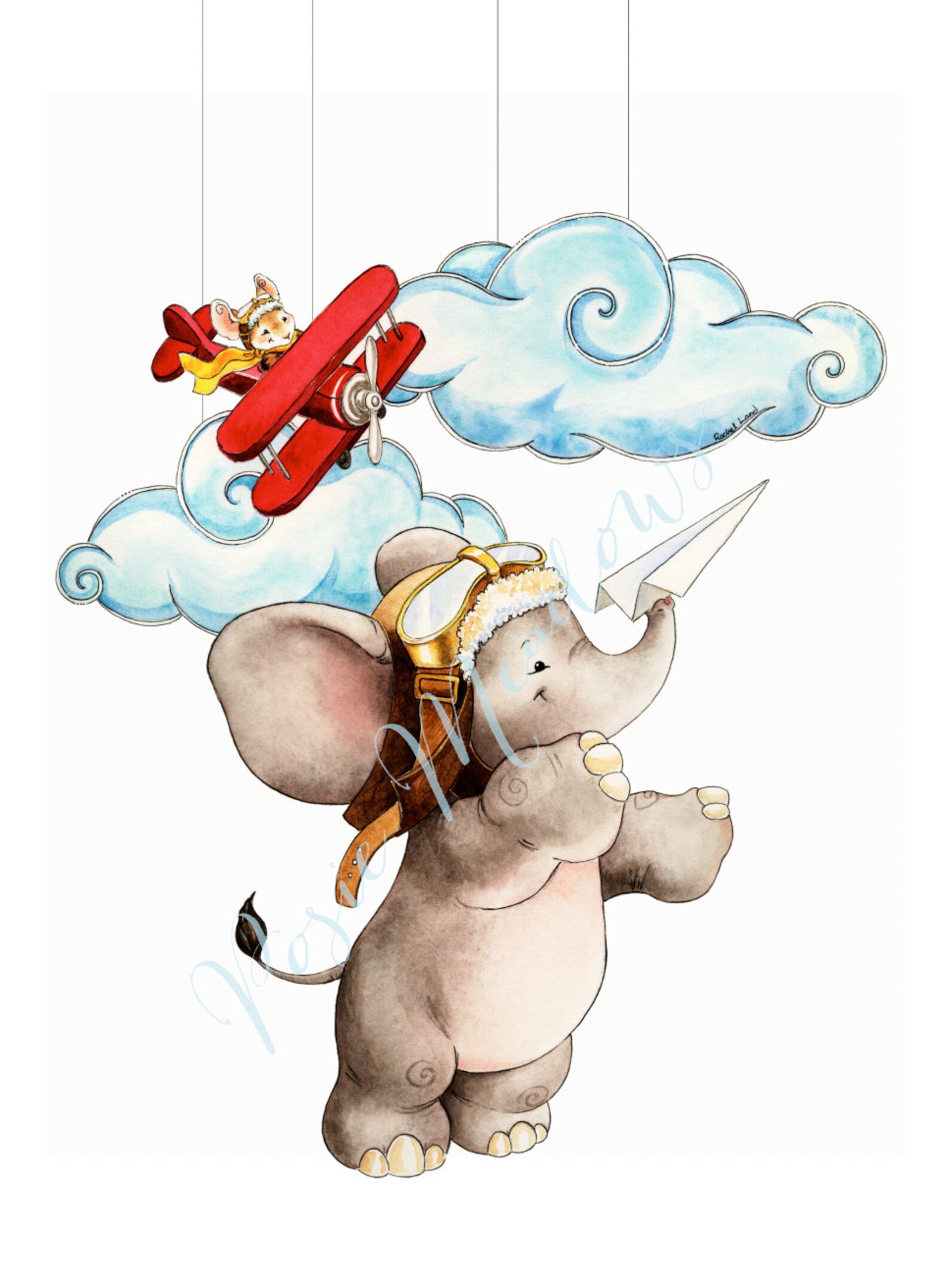 DIGITAL DOWNLOAD Elephant Nursery Elephant Airplane | Etsy