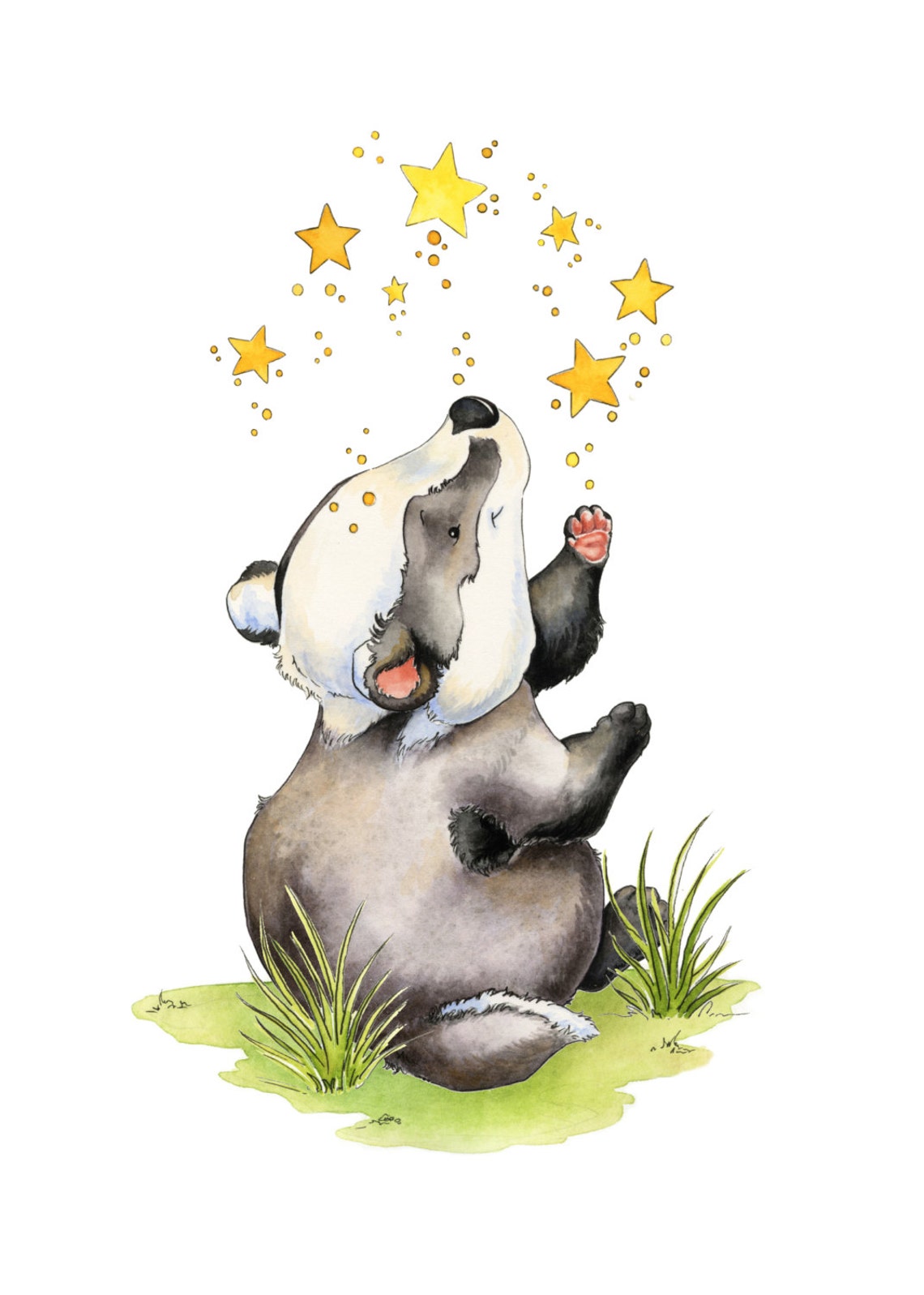 Baby Badger Art, Badger Art Print, Badger Nursery Art, Little Badger ...