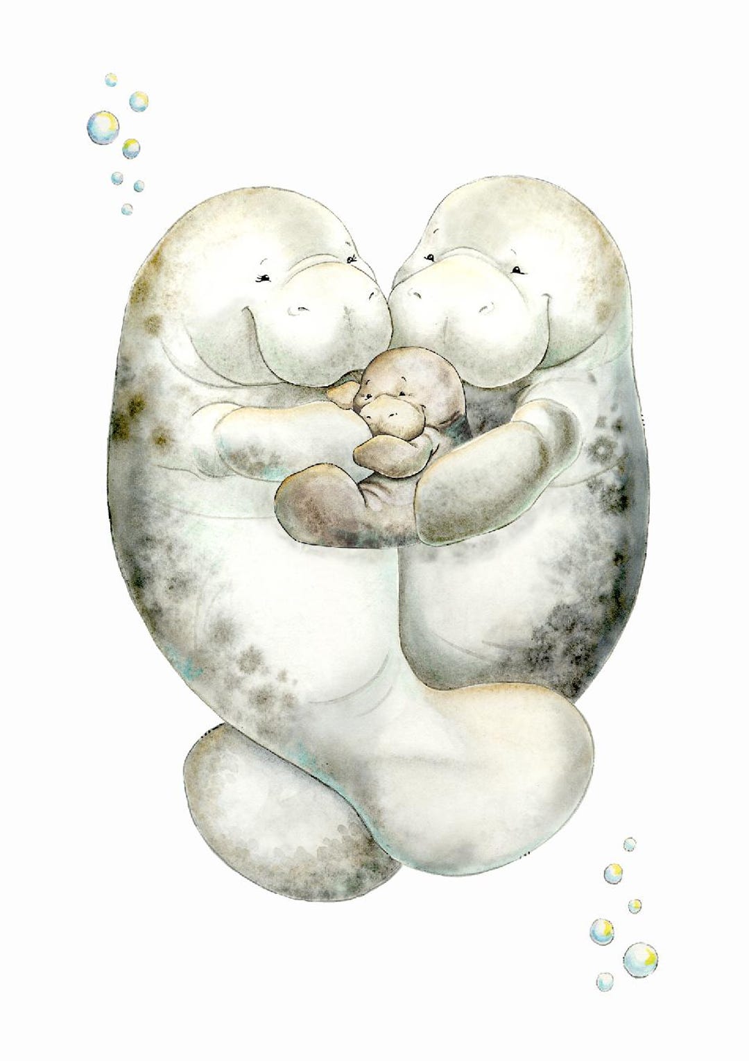 DIGITAL DOWNLOAD, Manatee, Manatee Family, Nursery Art, Manatee Print ...
