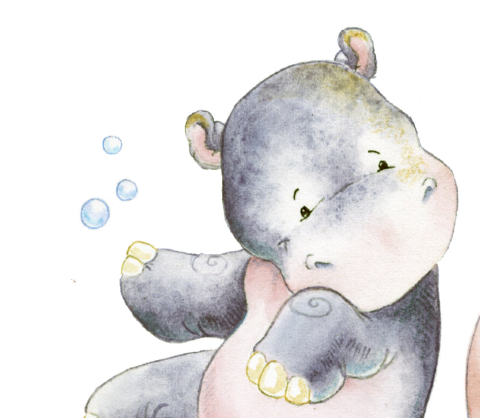 DIGITAL DOWNLOAD, Hippopotamus, Hippos, Baby Hippo, Watercolor Hippo ...